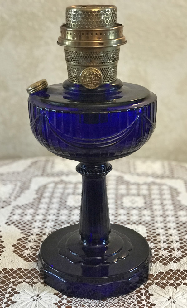 aladdin cobalt scallop foot lamp